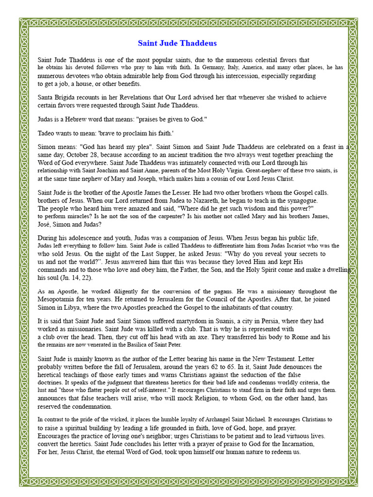 Saint Jude Thaddeus: Apostle and Martyr | PDF | Jesus | Mary, Mother Of ...