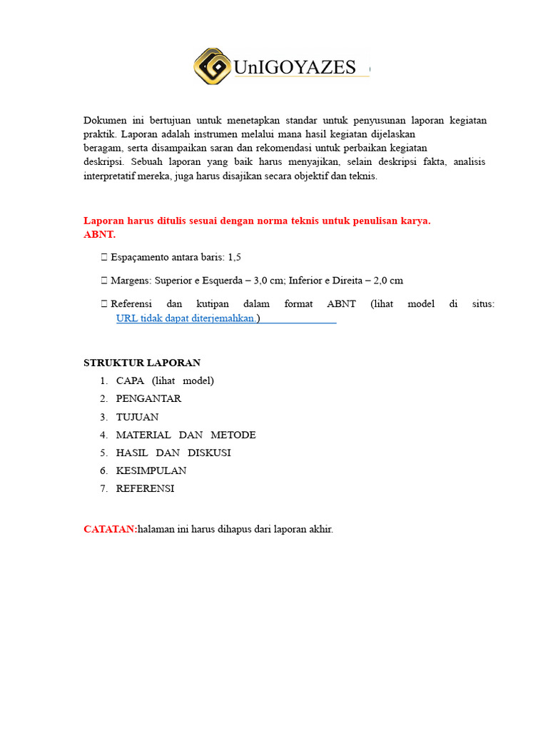 Model Laporan Kegiatan Praktis | PDF