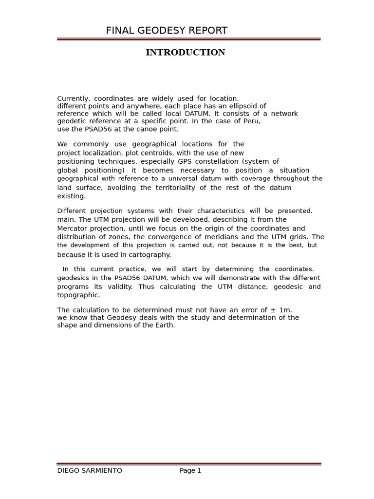 Geodesy Report | PDF | Latitude | Geodesy