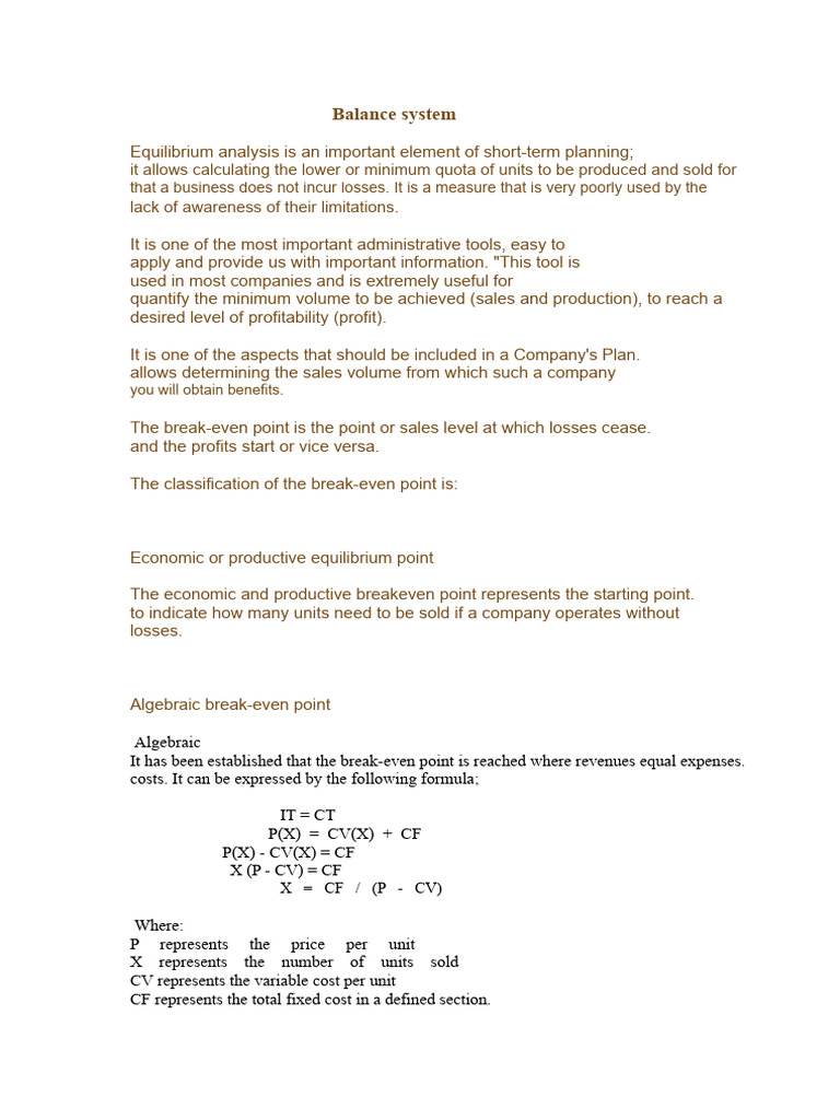 Classification of Break-Even Point | PDF | Profit (Economics ...