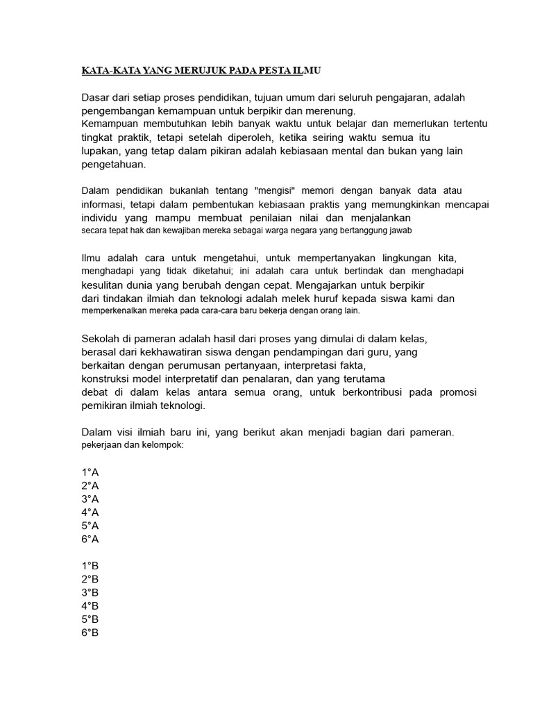 Kata-Kata Yang Merujuk Pada Pameran Sains | PDF