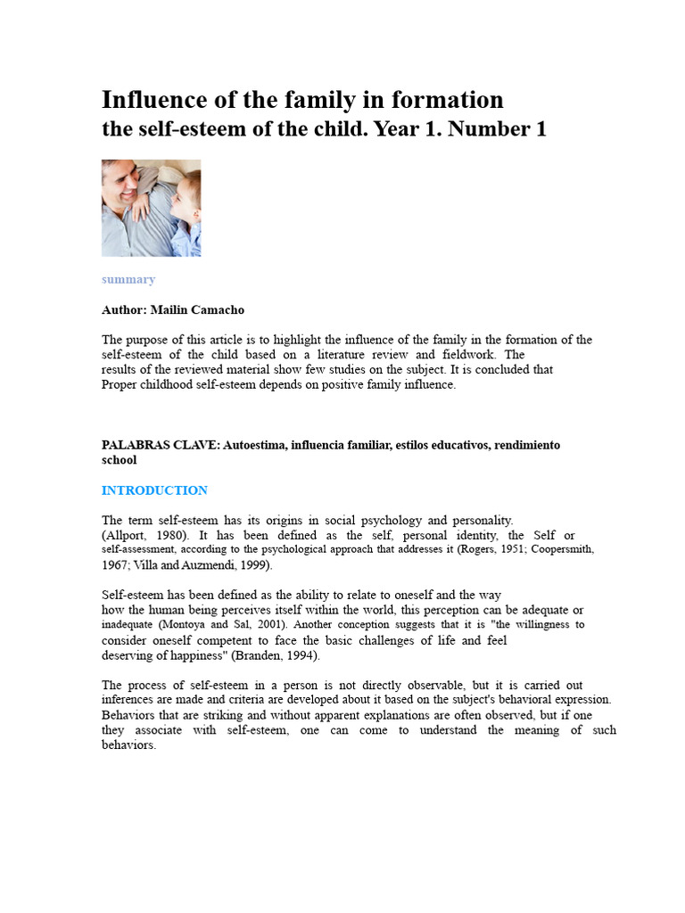 Influence of The Family On The Formation of A Child's Self-Esteem | PDF ...