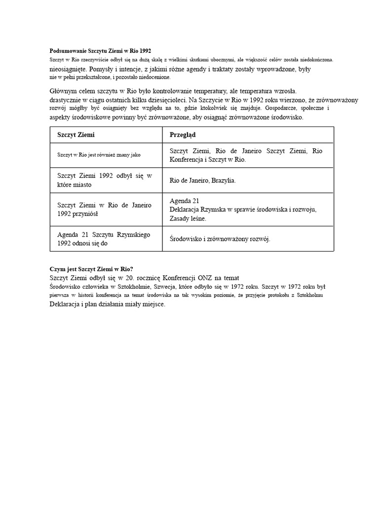 Notatki LLB Z Szczytu Ziemi W Rio W 1992 Roku | PDF