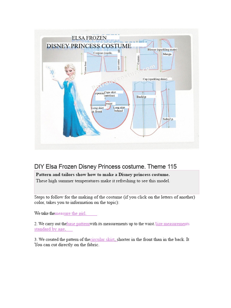 DIY Elsa Frozen Disney Princess Costume | PDF