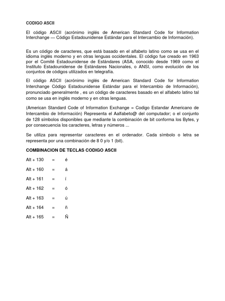 Código ASCII y su Aplicación | PDF | Ascii | Naturaleza
