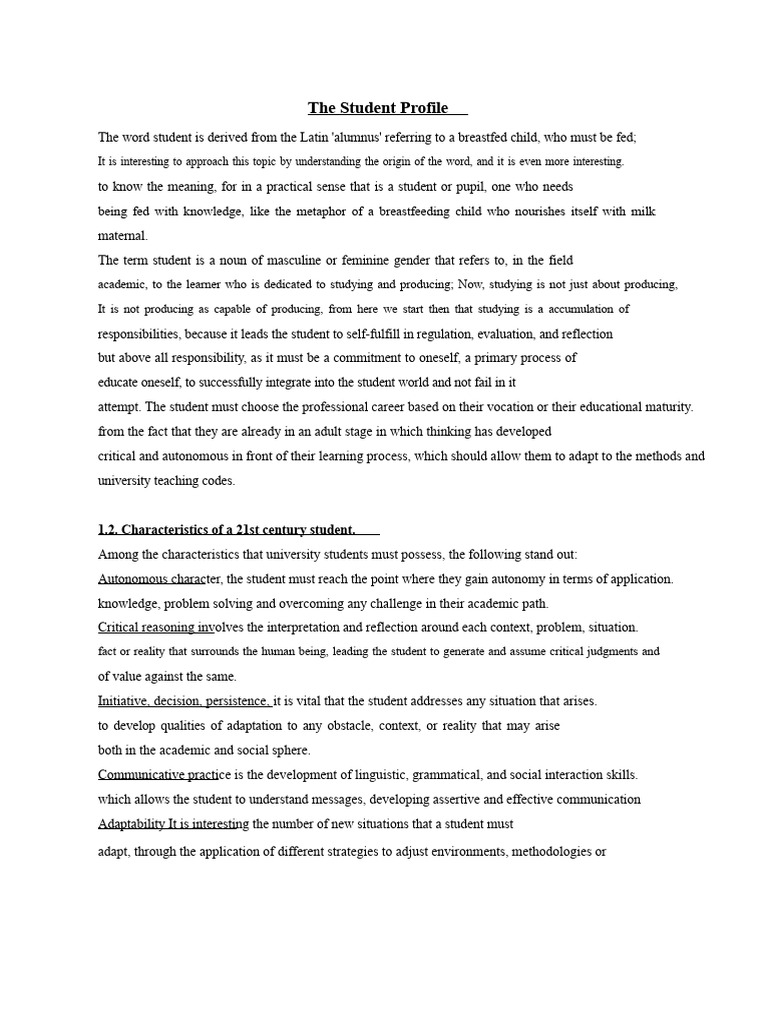 The Student Profile | PDF | Knowledge | Critical Thinking