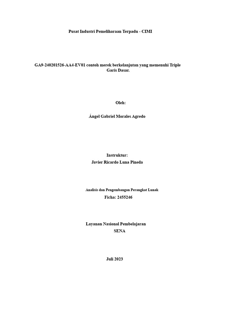 GA9-240201526-AA4-EV01 Merek Triple Bottom Line | PDF
