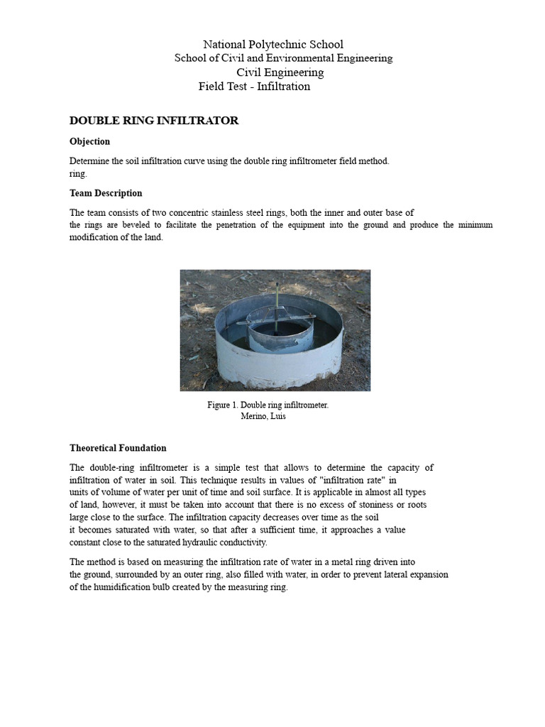 Double Ring Infiltrator | PDF | Earth Sciences | Applied And ...