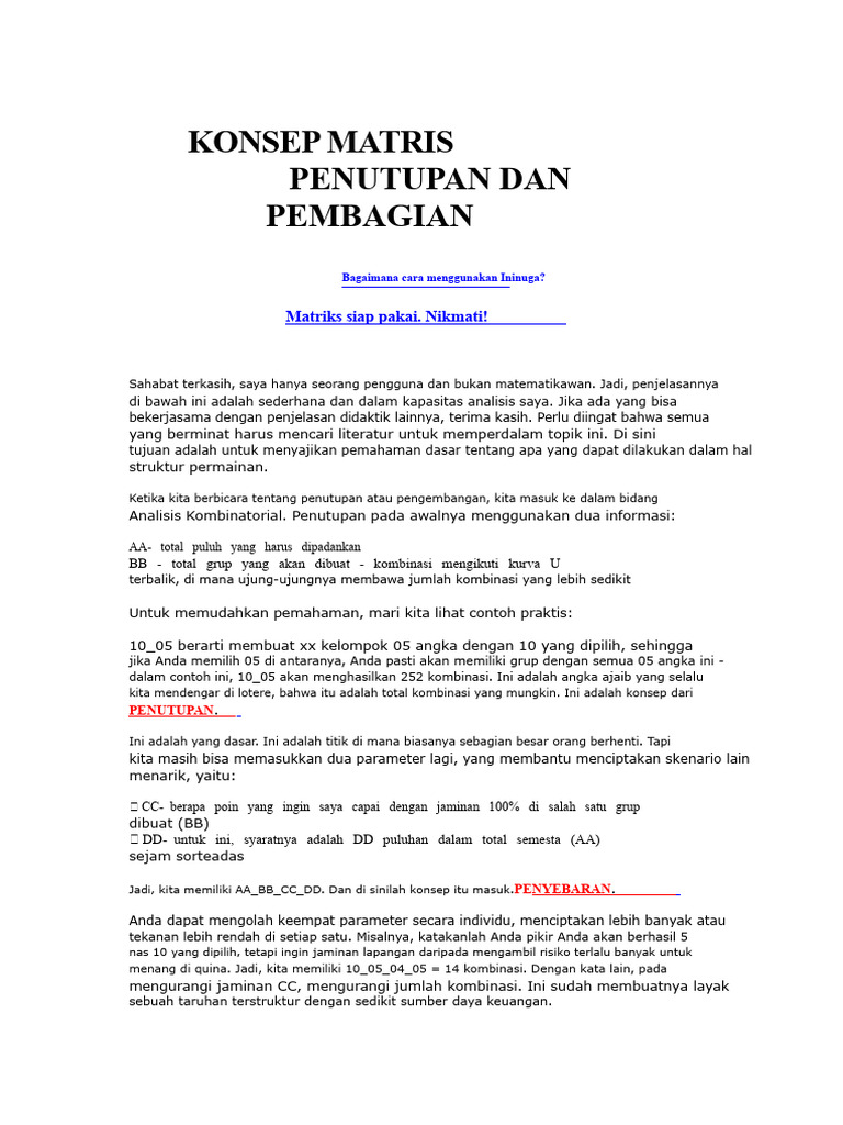 Konsep Matriks Penutupan Dan Pembukaan | PDF