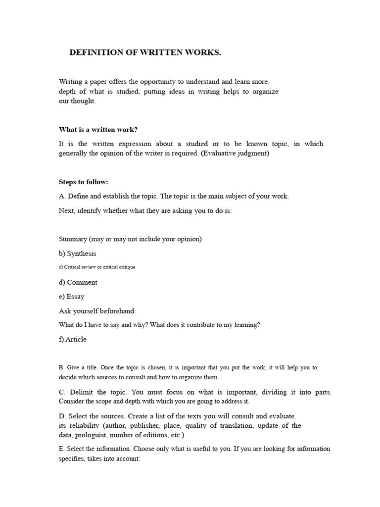 Understanding Written Works: A Guide | PDF | Thesis | Essays