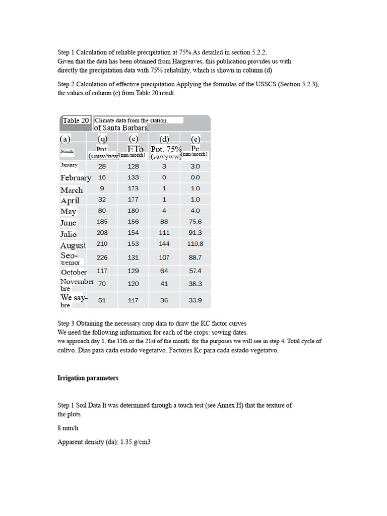 Step 1 Calculation of Reliable Precipitation at 75 | PDF | Irrigation