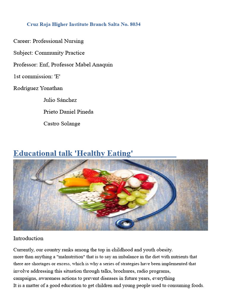 Report On The Healthy Eating Talk | PDF | Healthy Diet | Foods