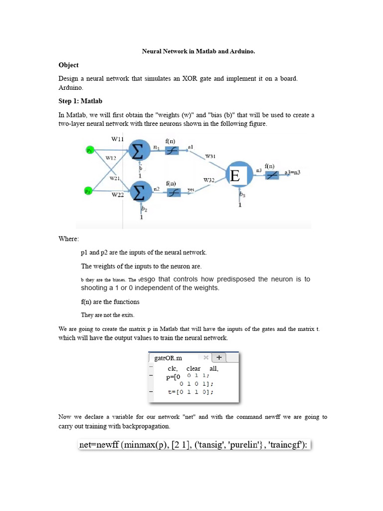 Neural Network XOR in Matlab & Arduino | PDF | Theoretical Computer ...
