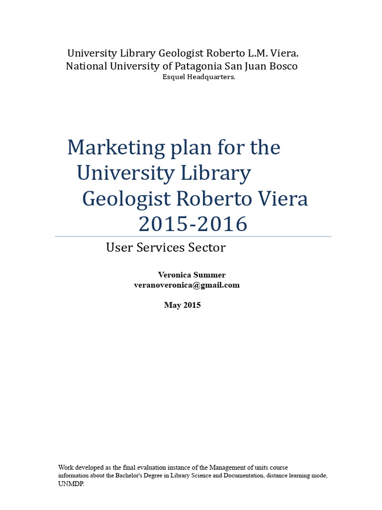 Marketing Plan For University Library | PDF | Libraries | Swot Analysis