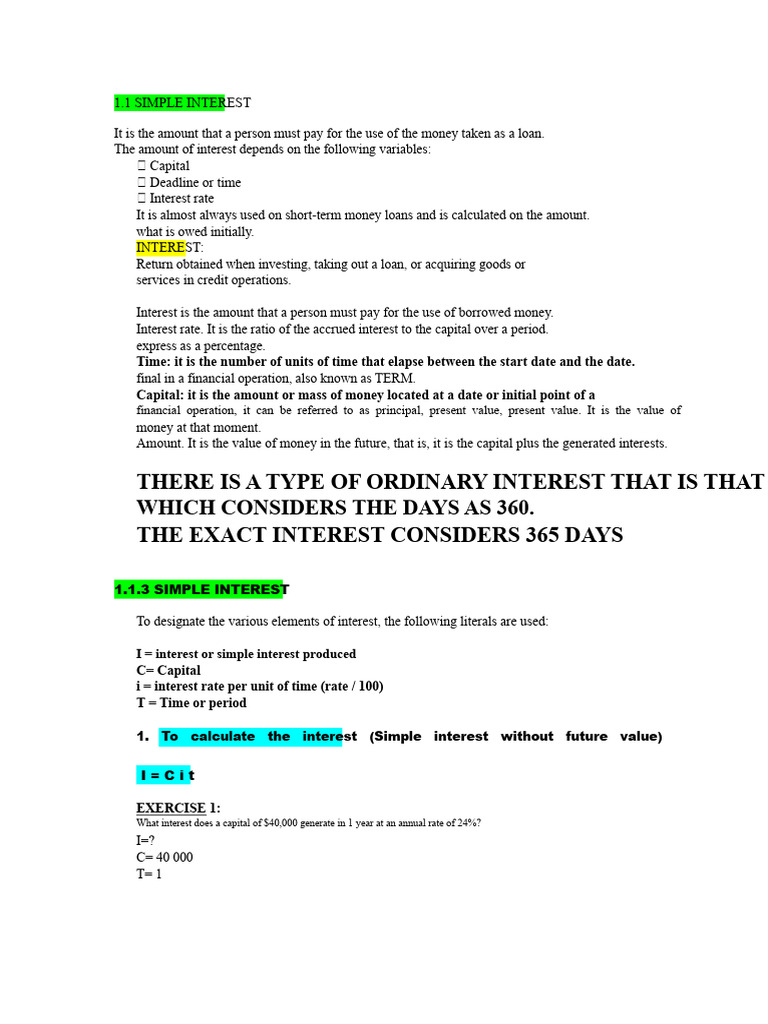 Understanding Simple Interest Calculations | PDF | Interest | Net ...