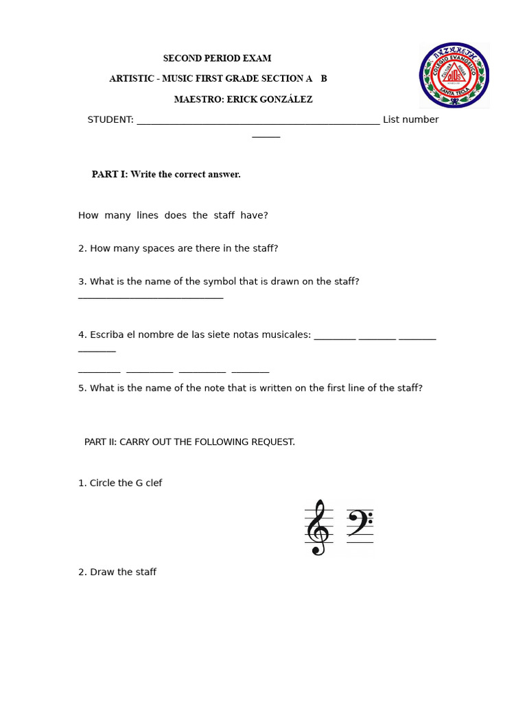 Second Music Exam | PDF | Clef | Musicology