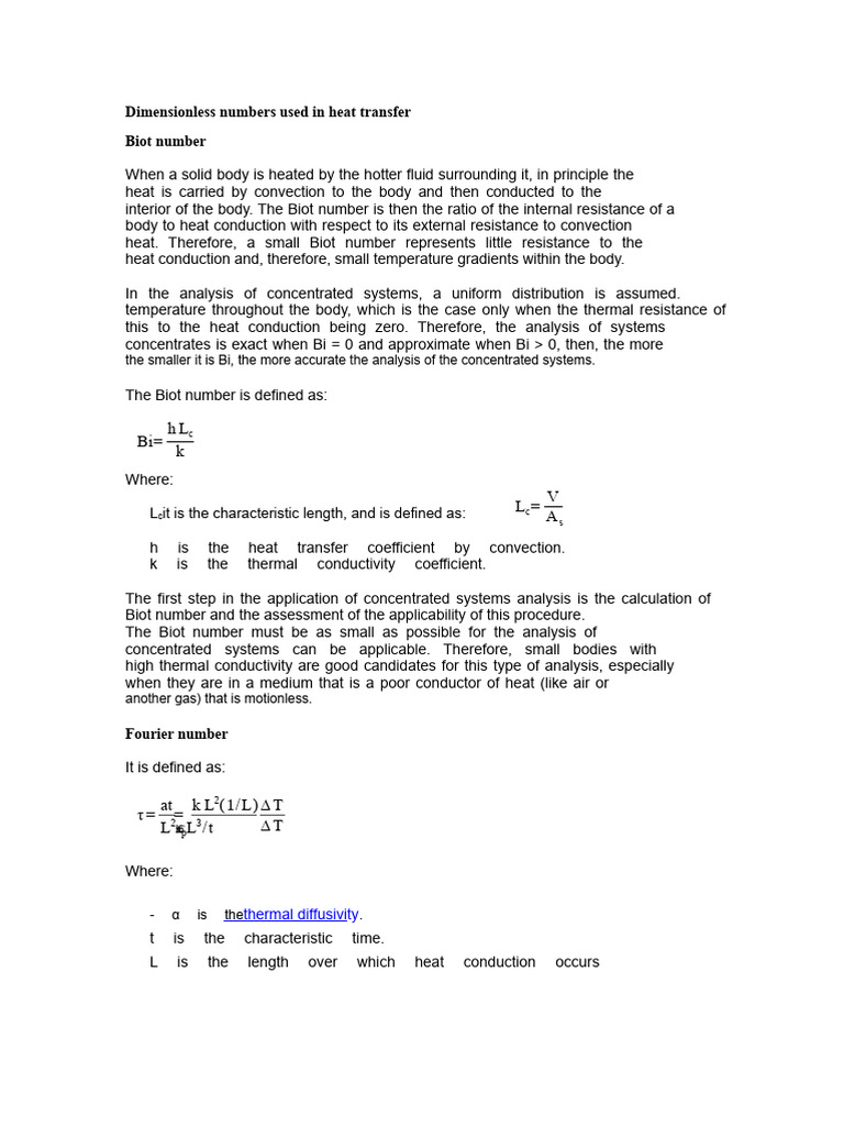Dimensionless Numbers Used in Heat Transfer | PDF | Heat Transfer | Thermal Conduction