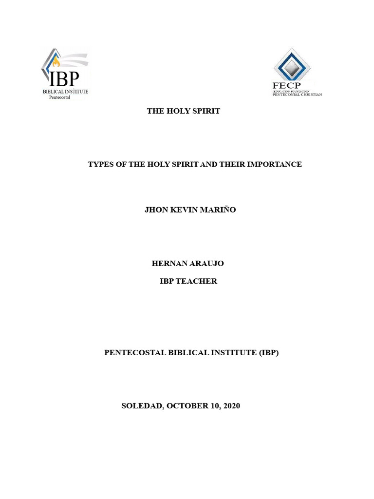 Essay Types of The Holy Spirit - Jhon K. Mariño | PDF | Anointing | Jesus