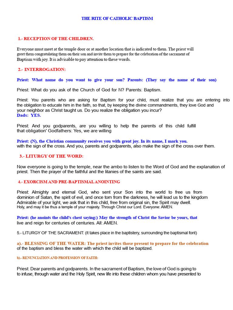 Catholic Baptism Ceremony Guide | PDF | Baptism | Godparent