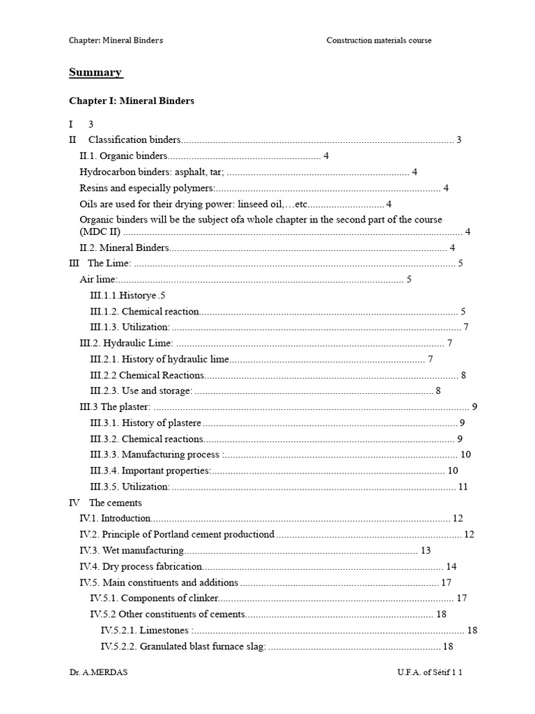 MDC Course - The Binders | PDF | Lime (Material) | Cement