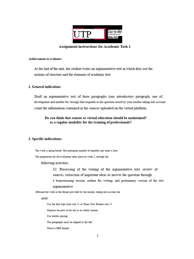 Week 03 - Academic Task 1 - Argumentative Text | PDF | Educational ...