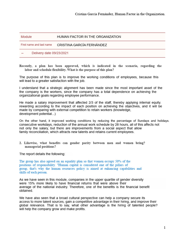PRACTICAL EXERCISE 5 (Human Factor in The Organization) | PDF ...