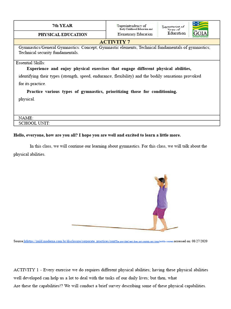 5 Arts and Physical Education 7th GRADE May 12 | PDF | Gymnastics ...