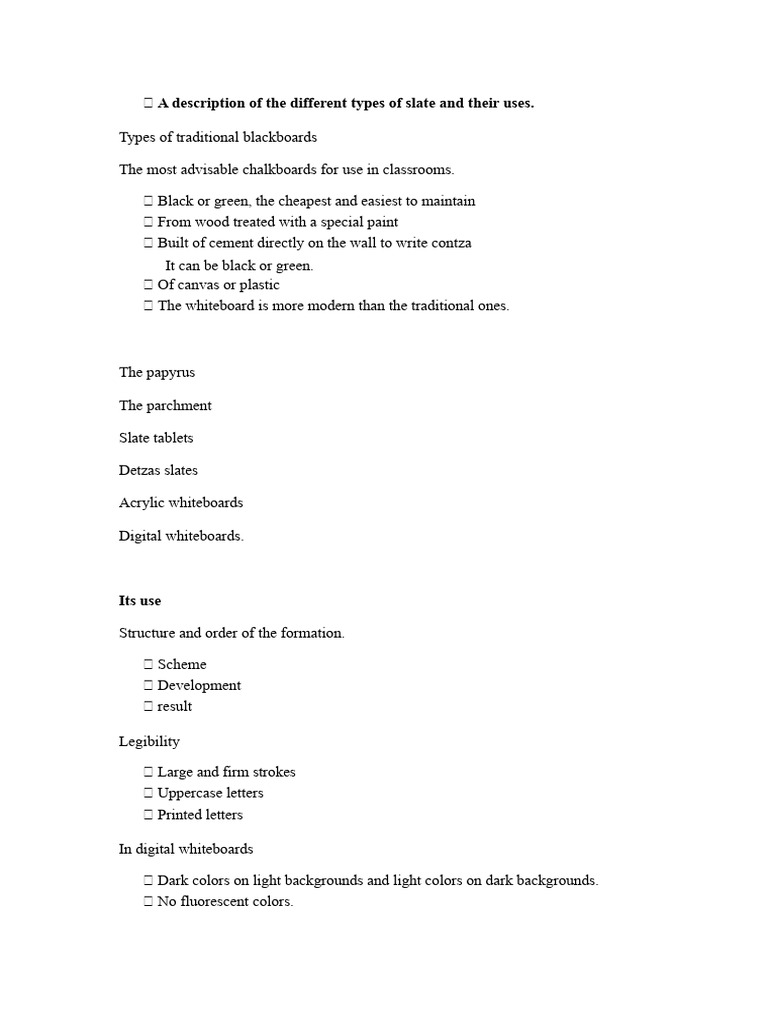 A Description of The Different Types of Blackboards and Their Uses | PDF