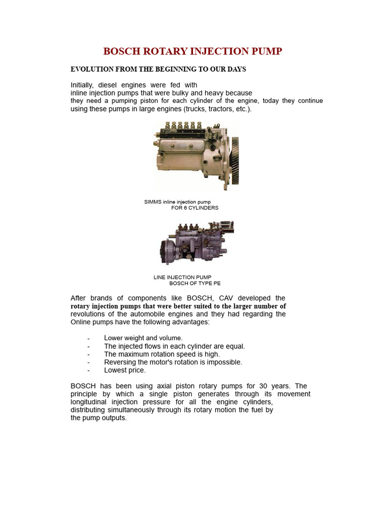 Bosch Rotary Injection Pump | PDF | Fuel Injection | Diesel Engine