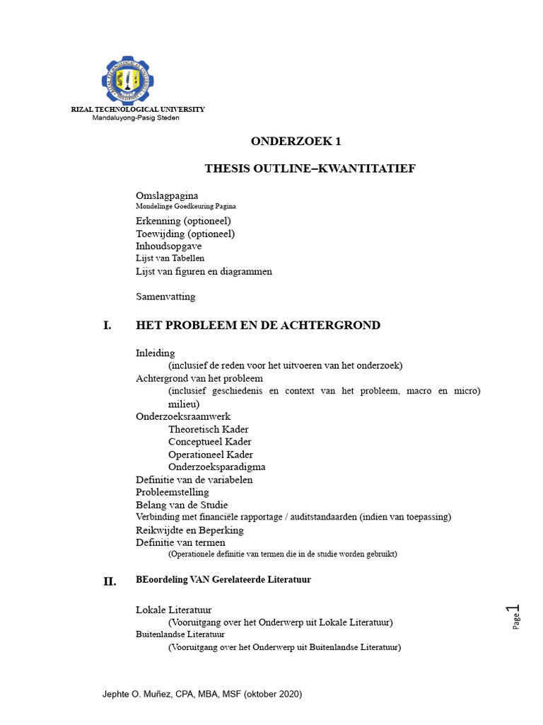 RTU Onderzoek 1 Scriptie Indeling Voor Kwantitatief Onderzoek | PDF