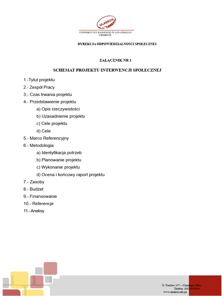 Schemat Projektu Interwencji Społecznej | PDF