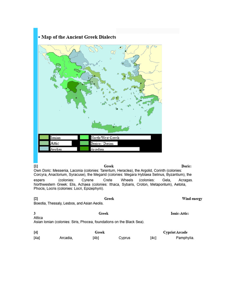 Map of The Ancient Greek Dialects | PDF | Koine Greek | Greeks