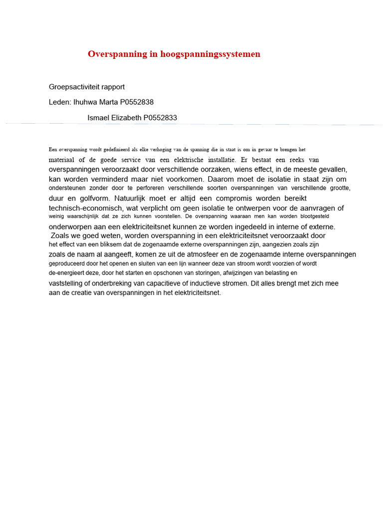 Overspanning in Hoogspanningssystemen | PDF