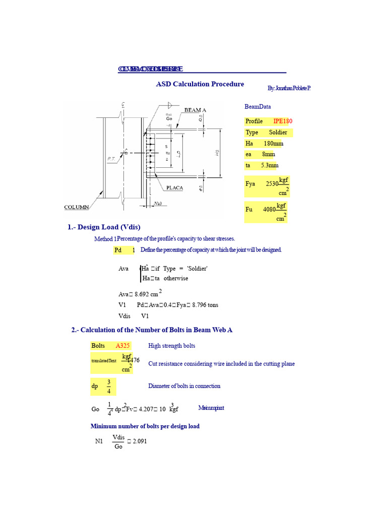 Mathcad - Design of Connection Cut Column-Beam Simple Plate | PDF | Solid Mechanics | Structural ...