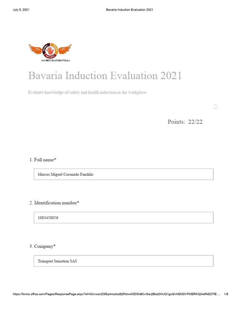 Bavaria Induction Evaluation 2021 | PDF | Occupational Safety And Health | Safety
