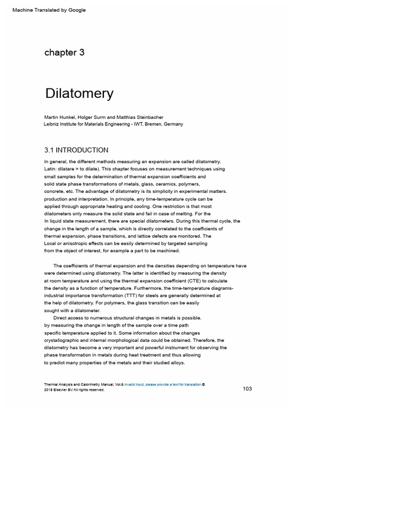 Dilatometry: Measuring Thermal Expansion | PDF | Thermal Expansion ...