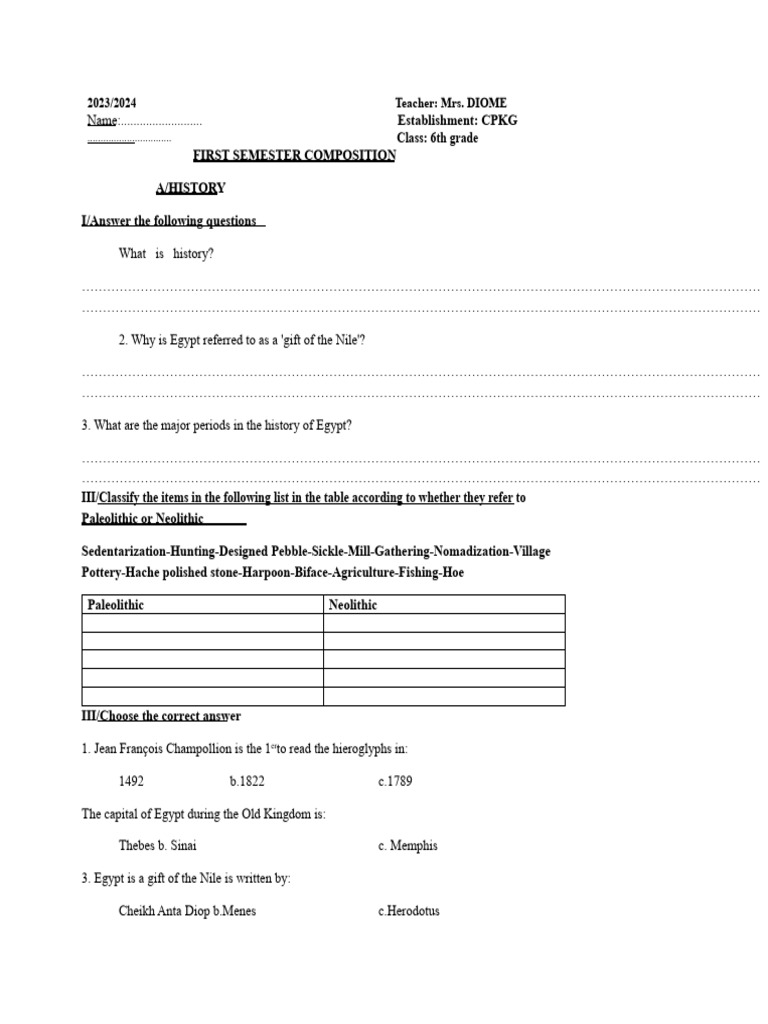 1st Semester | PDF | Geography | Ancient Egypt