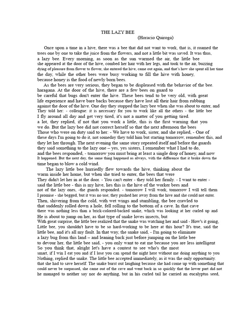 The Lazy Bee | PDF | Beehive | Bees