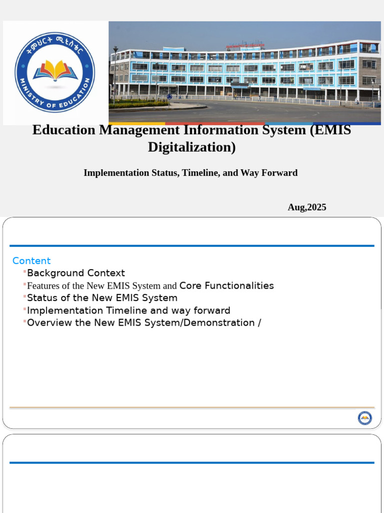 EMIS Presentation Managment Implmentation Action Plane CEO REBsAug1 | PDF | Analytics | Databases