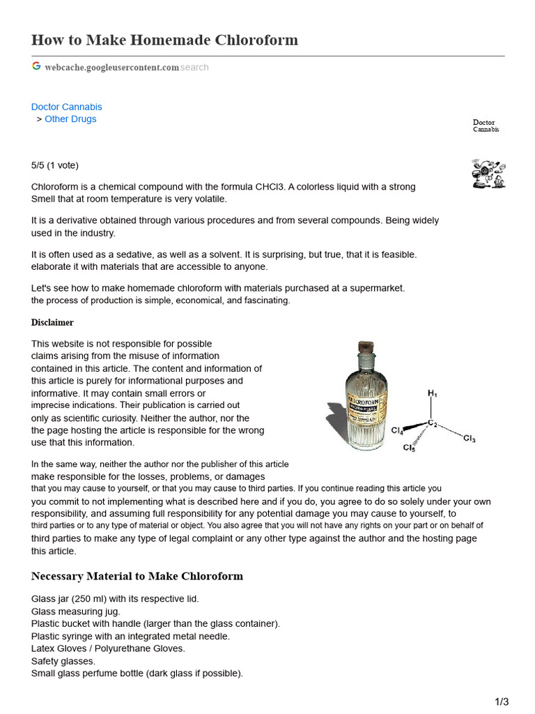 How To Make Homemade Chloroform | PDF | Chloroform | Chemical Compounds