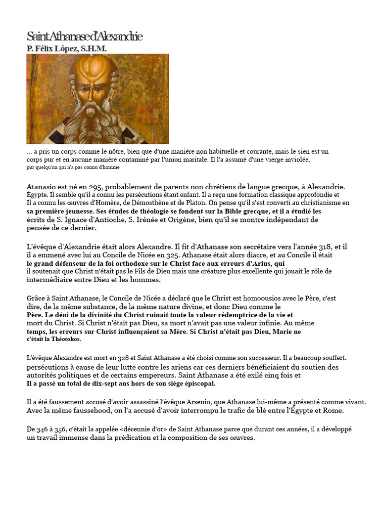 Saint Athanase D'alexandrie Vierge Marie | PDF | Athanase d'Alexandrie ...