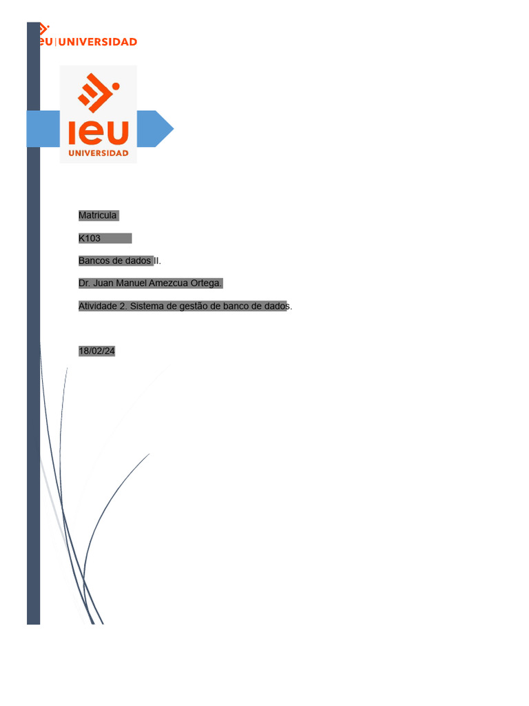 Atividade 2. Sistema de Gestão de Banco de Dados | PDF | Bancos de dados | SQL