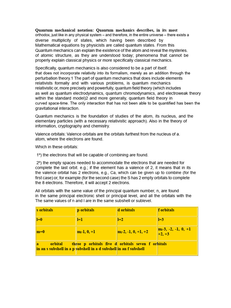 Quantum Mechanical Notation | PDF | Atomic Orbital | Quantum Mechanics