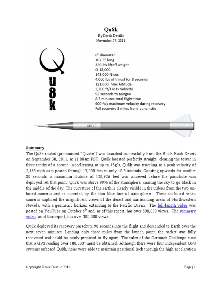 Qu8k - The Story - Final | PDF | Rocket Propellant | Rocket