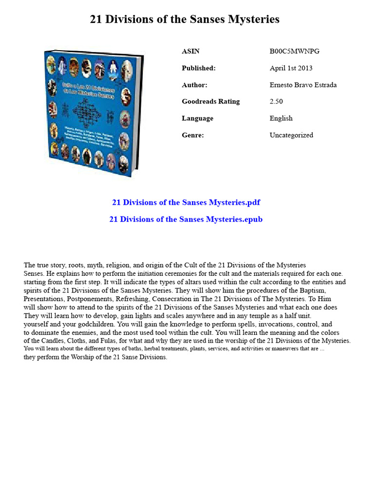 21 Divisions of the Sanses Mysteries Guide | PDF
