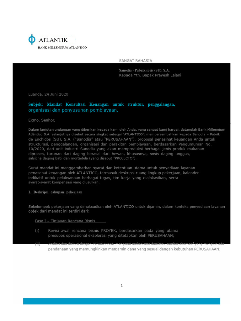 Proposal Surat Mandat Sanodia | PDF