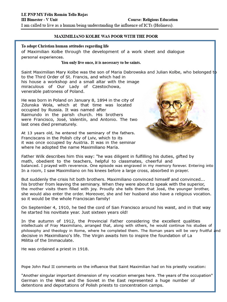 Maximilian Kolbe: A Life of Sacrifice | PDF | Catholic Church