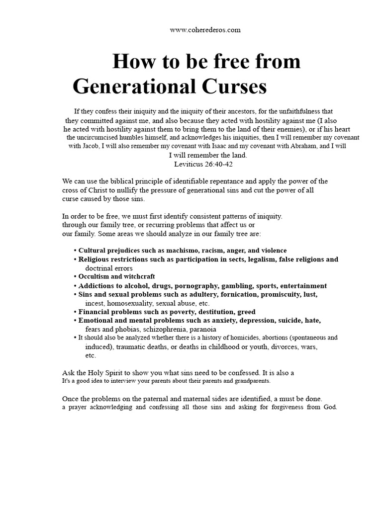 How To Be Free From Generational Curses | PDF | Jesus | Sin
