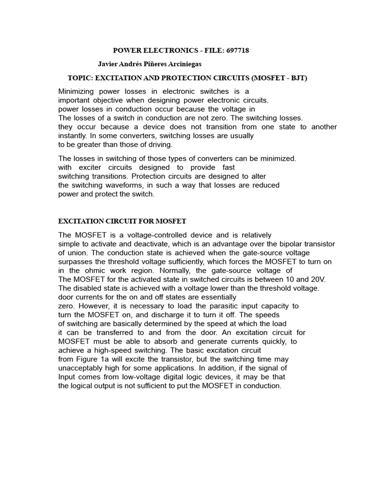 Excitation and Protection Circuits | PDF | Mosfet | Bipolar Junction ...