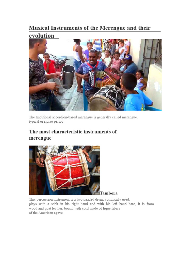 Musical Instruments of Merengue and Their Evolution | PDF | Musical ...